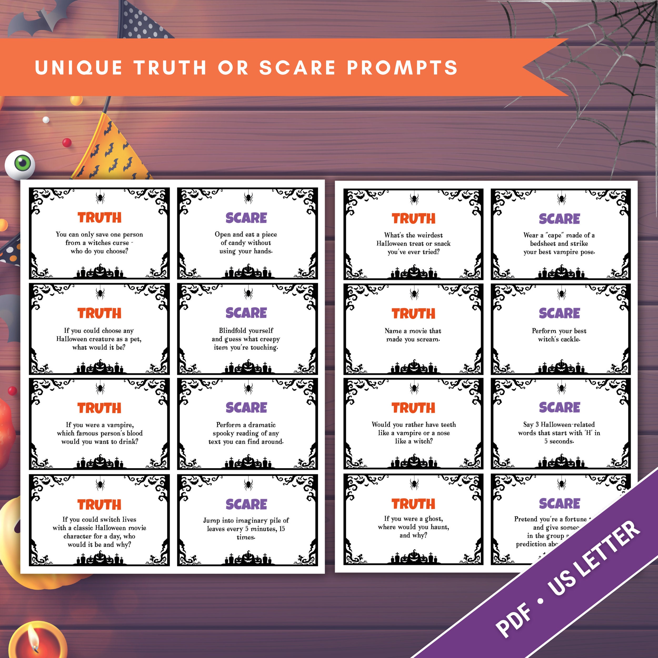 Halloween Truth or Scare Cards - the Fun Halloween Party Group Game for ...