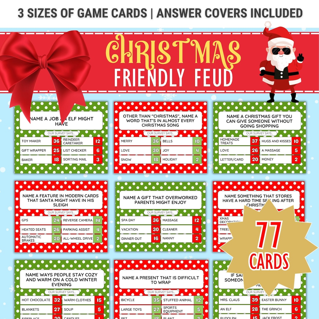 Christmas Friendly Feud Game | Printable Christmas Family Group Game ...