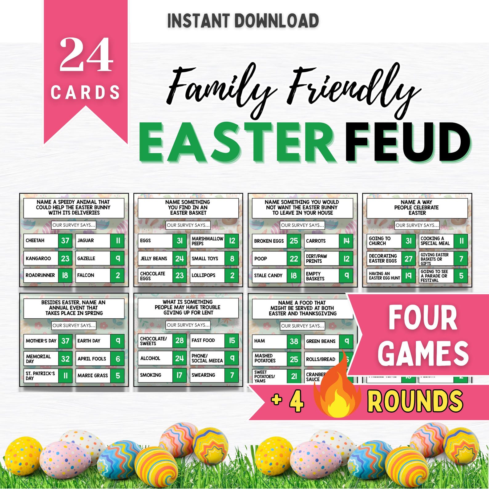 Easter Friendly Family Feud Game | the Hilarious Party Game of Guessing ...