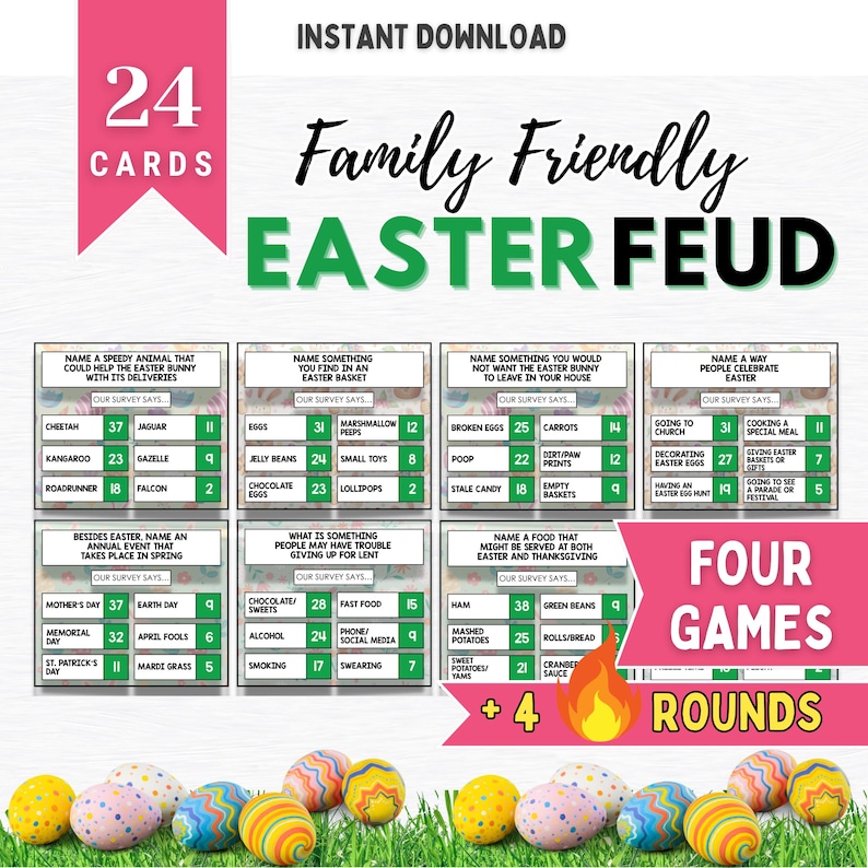 Easter Friendly Family Feud Game | the Hilarious Party Game of Guessing ...