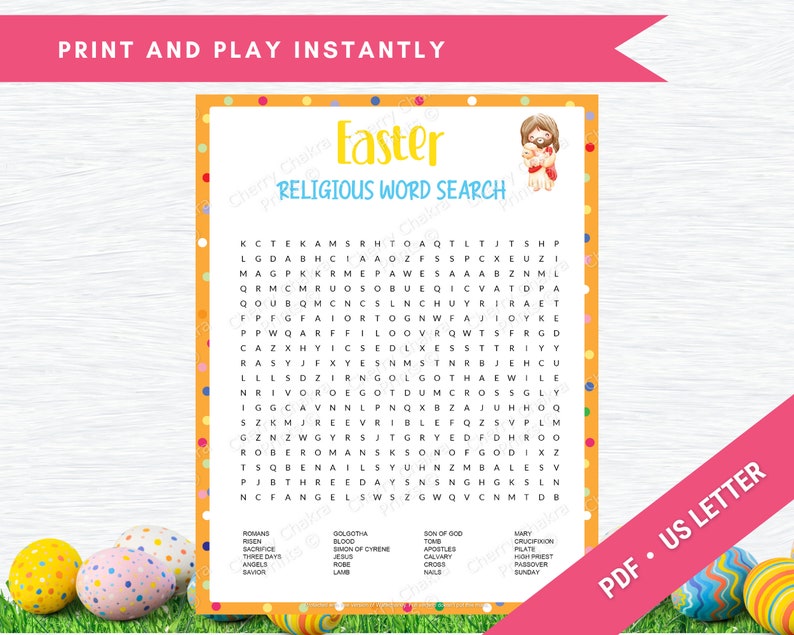 Easter Bible Word Search Game Christian Easter Religious - Etsy