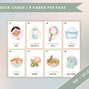 Baby Shower Bilingual Loteria: Multicolor Pastels, Mexican Baby Shower ...