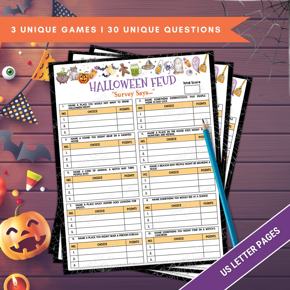 Halloween Family Friendly Feud Game | Halloween Party Family Group Game ...