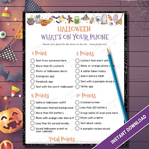 Printable Halloween What’s on Your Phone Party Game, Halloween Party ...