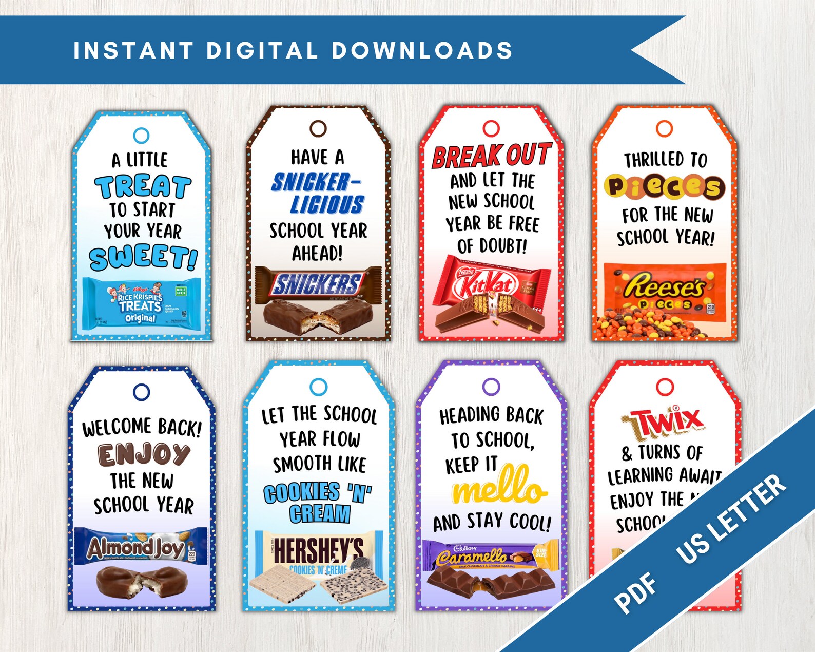 Back to School Candy Gift Tags, First Day of School Gift Tags for ...