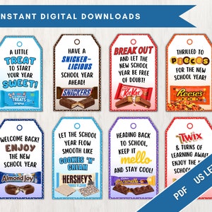 Back to School Candy Gift Tags, First Day of School Gift Tags for ...