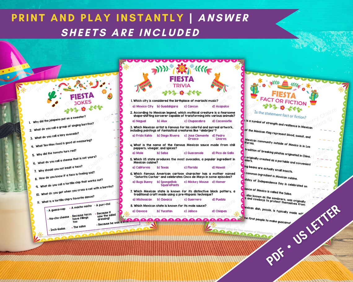Fiesta Games Bundle, Printable Mexican Party Games for a Fiesta ...