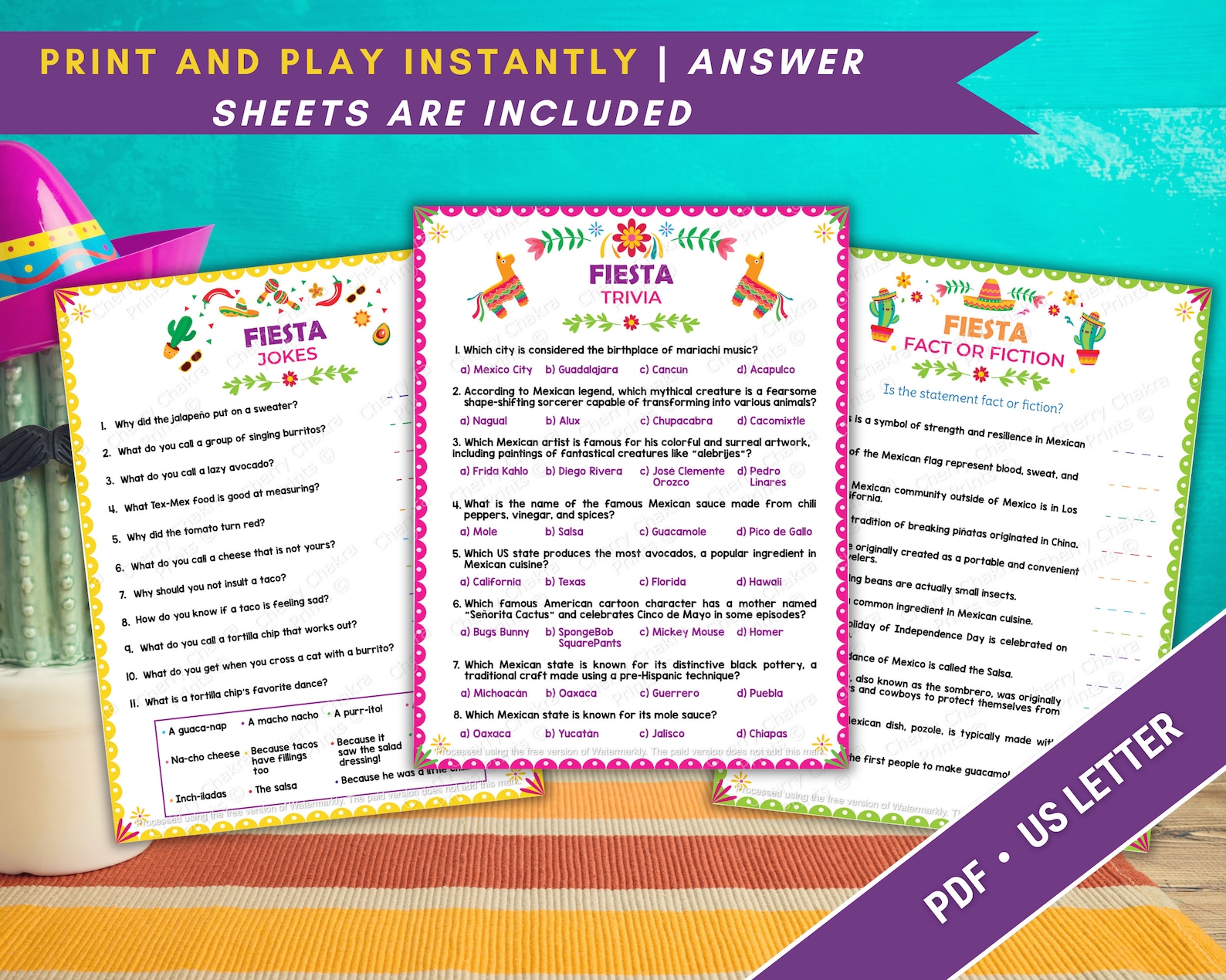 Fiesta Games Bundle, Printable Mexican Party Games for a Fiesta ...