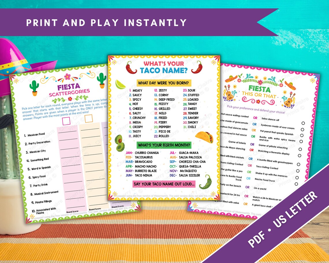 Fiesta Games Bundle, Printable Mexican Party Games for a Fiesta ...