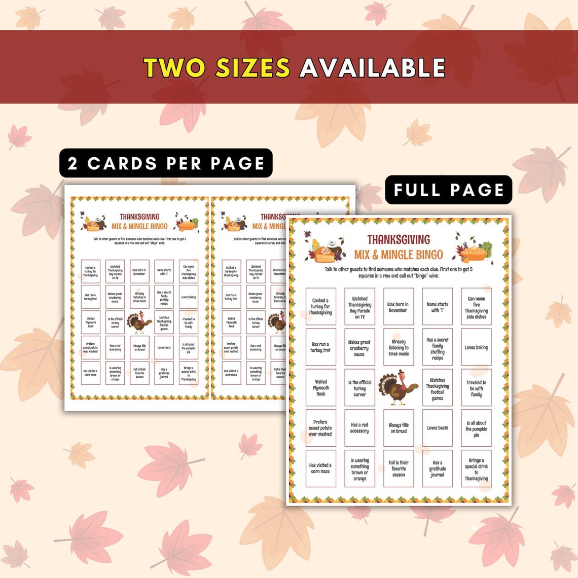 Thanksgiving Icebreaker Bingo Game, Mix and Mingle Icebreaker ...