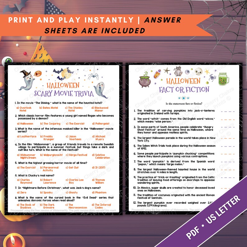 Halloween Trivia Game Bundle, Halloween Printable Games, Halloween ...