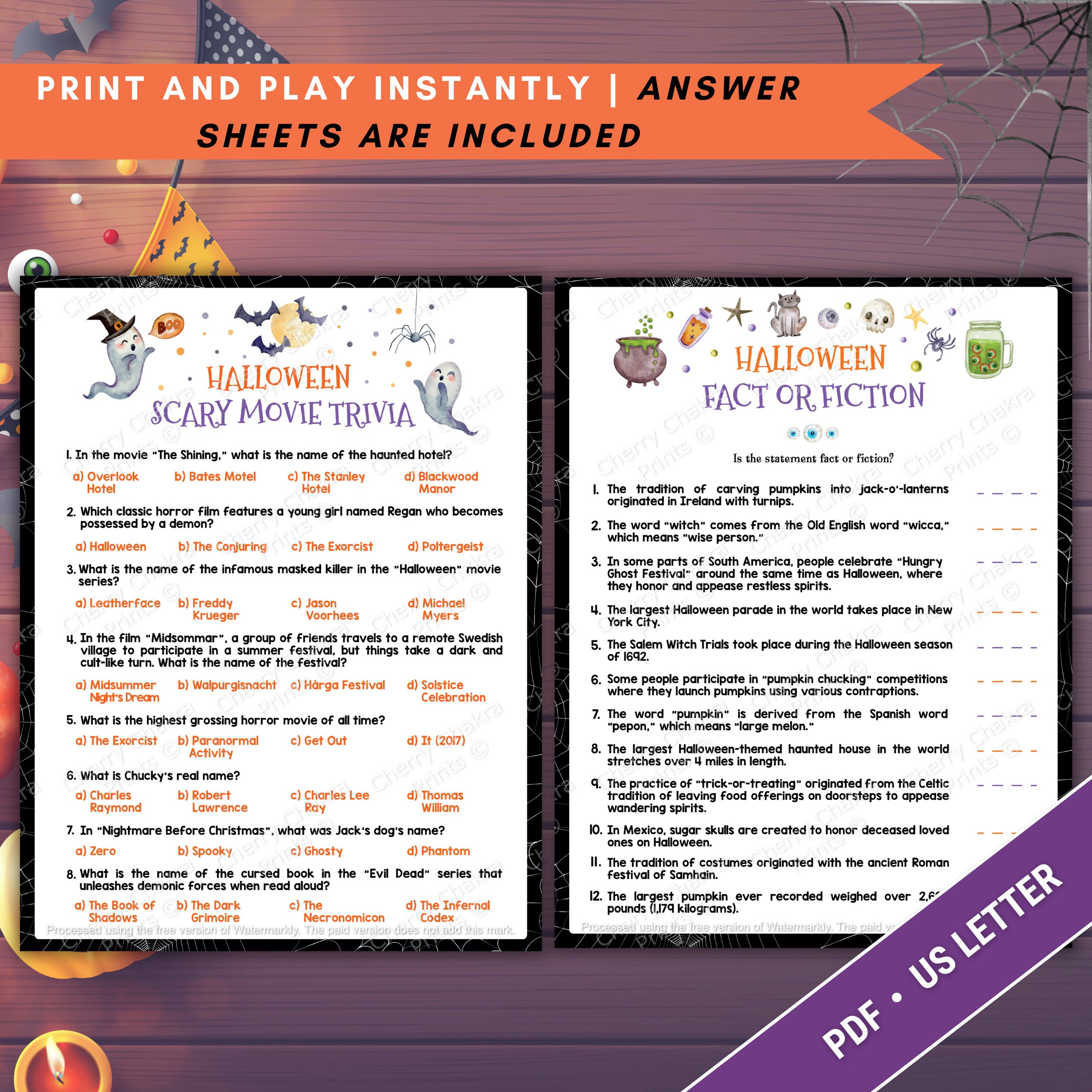 Halloween Trivia Game Bundle, Halloween Printable Games, Halloween ...