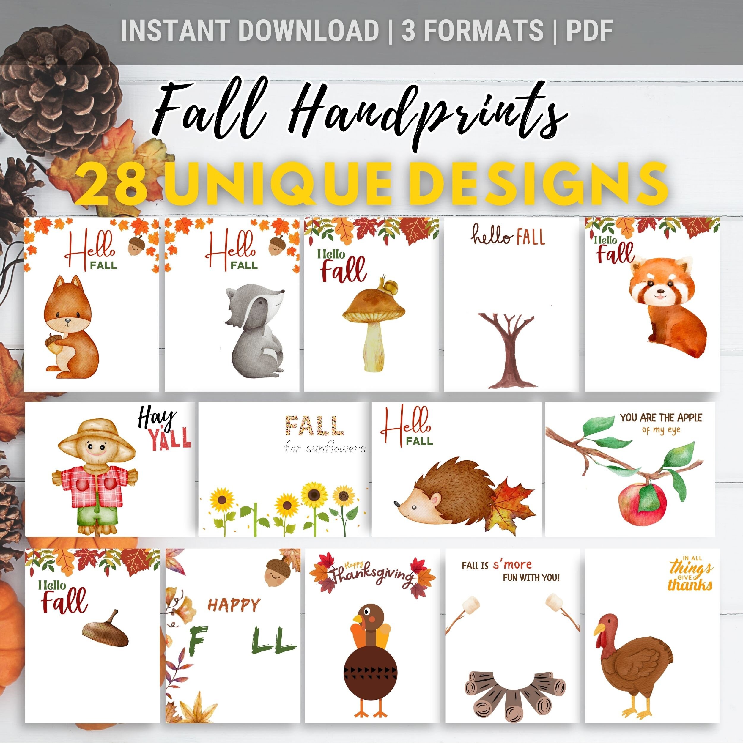 Fall Handprint Craft Bundle, Fun Fall Handprint Art, Fall Craft ...