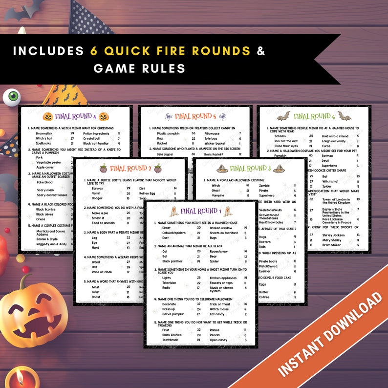 Fun Halloween Party Friendly Family Feud Game | Halloween Family Group ...