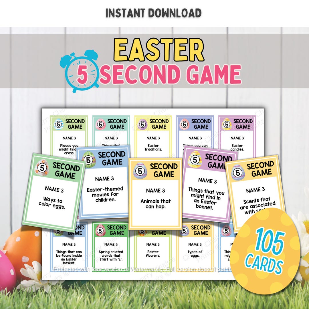 Printable Easter 5 Second Game | Easter Family Fun Quick Trivia Party ...