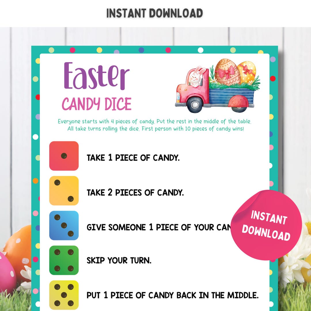 Easter Candy Dice Game | Printable Easter Games | Easter Party Family ...