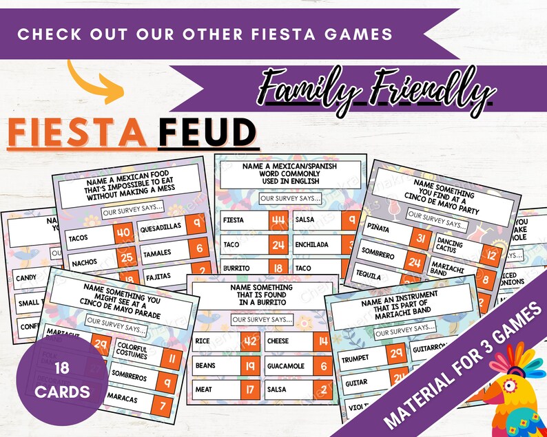 Fiesta Games Bundle, Printable Mexican Party Games for a Fiesta ...