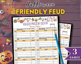 Halloween Party Feud | Halloween Family Group Game Cards | Printable ...