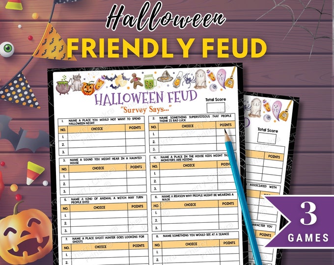 Halloween Friendly Feud Game - the Hilarious Party Game of Guessing Top ...
