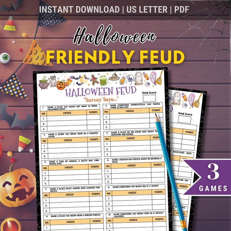 Halloween Family Friendly Feud Game | Halloween Party Family Group Game ...