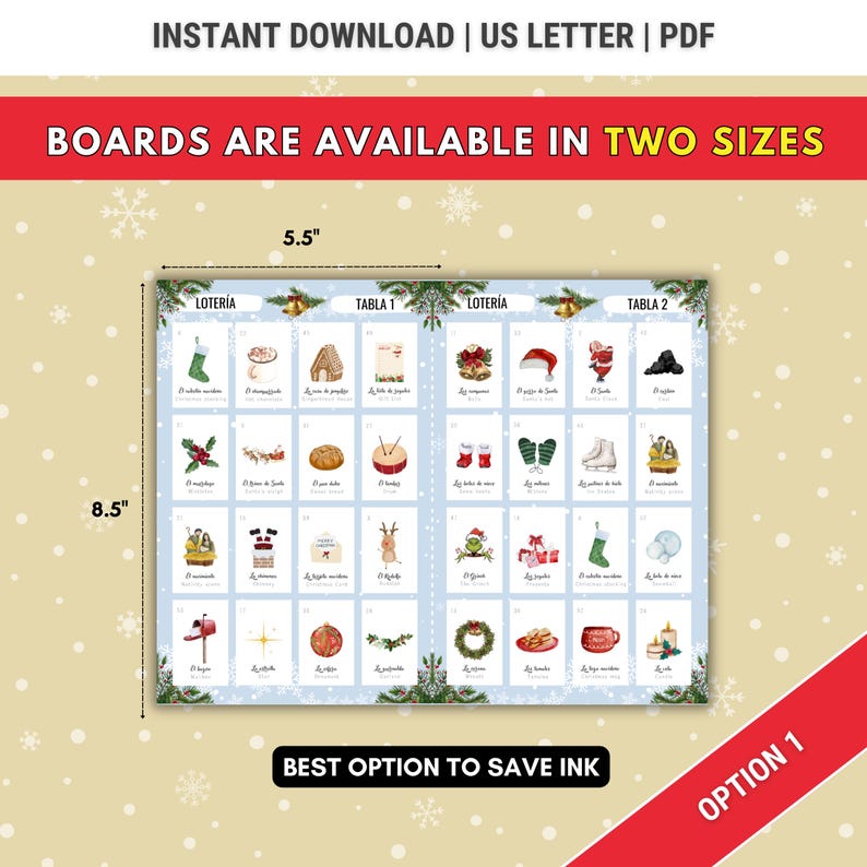 Fun Christmas Bilingual Loteria, Mexican Christmas Game, Mexican ...