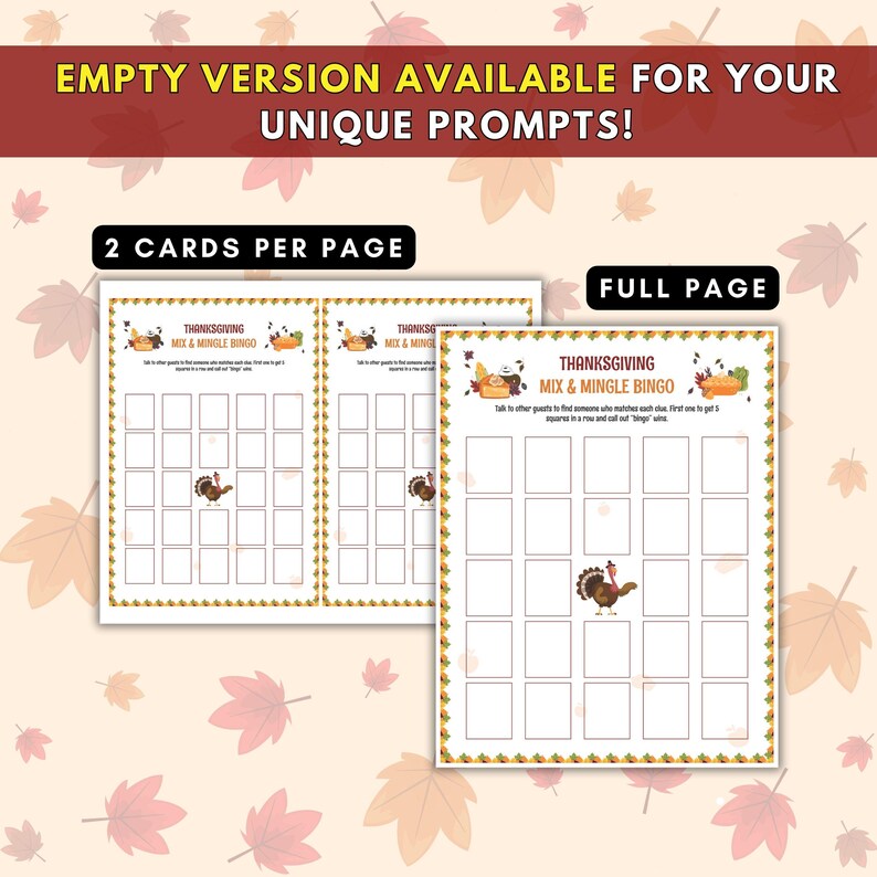 Thanksgiving Icebreaker Bingo Game, Mix and Mingle Icebreaker ...