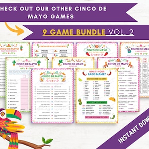 5 Cinco De Mayo Games Bundle, Printable Cinco De Mayo Fun Mexican Party ...