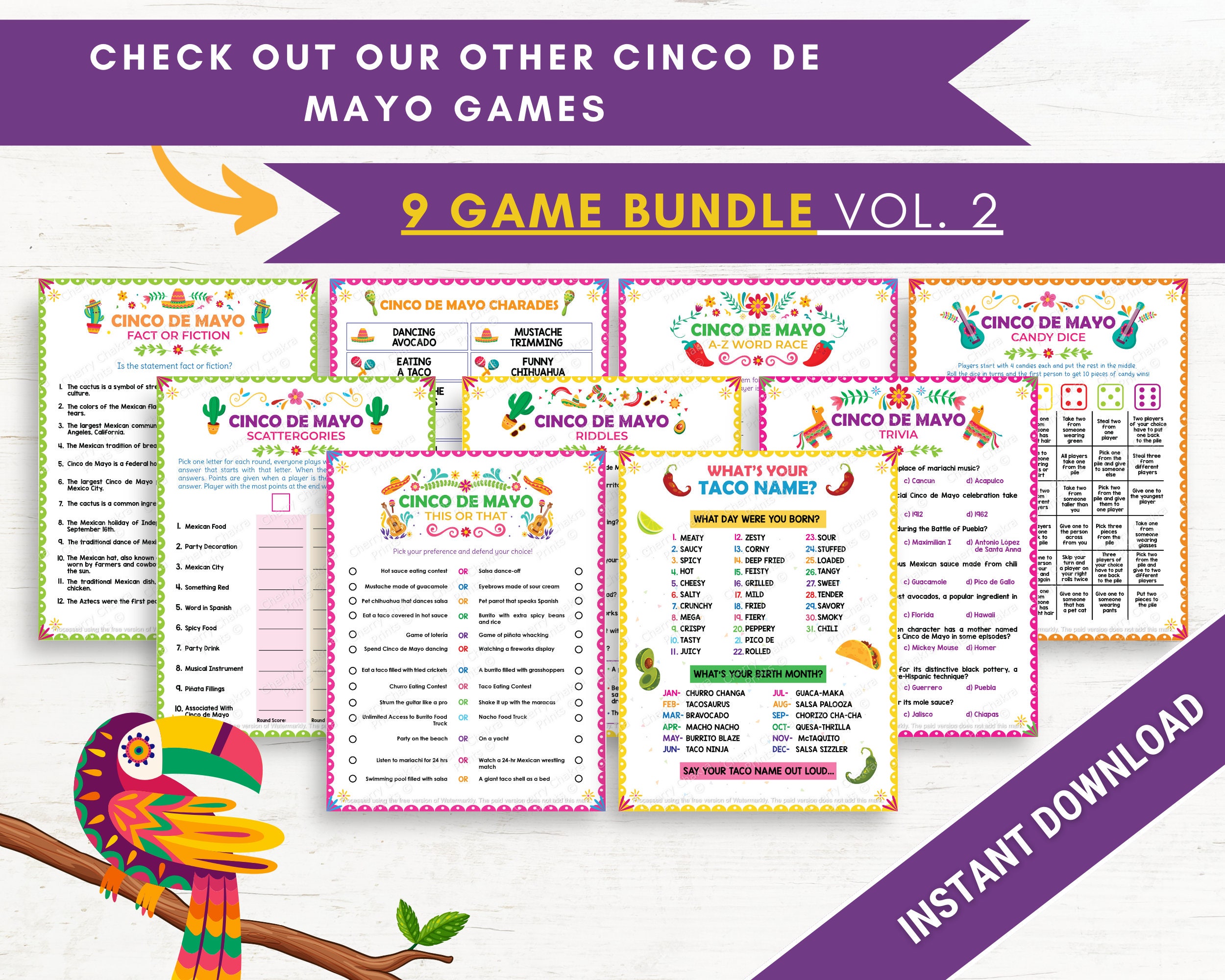 5 Cinco De Mayo Games Bundle Printable Cinco De Mayo Fun - Etsy