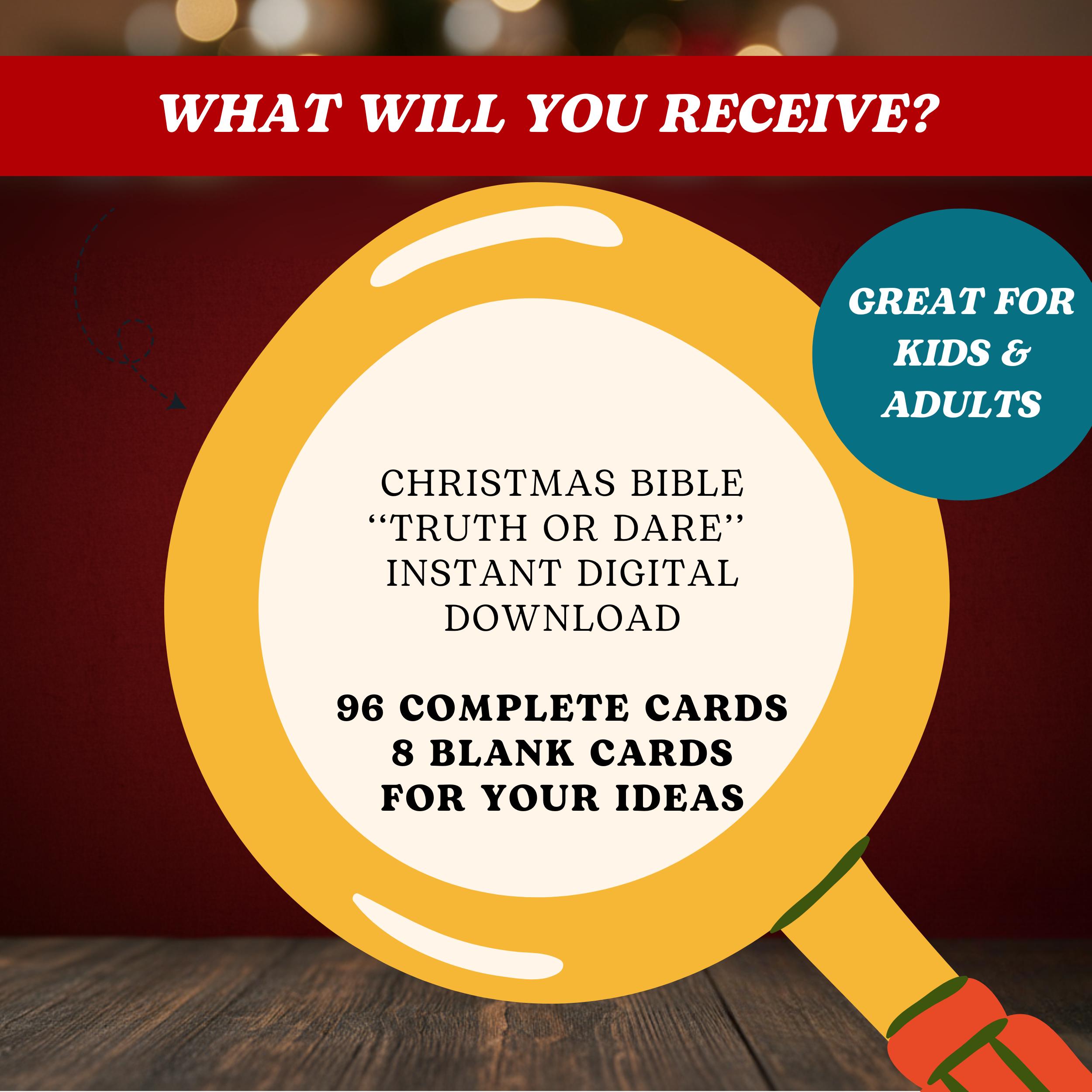 Christmas Bible Truth or Dare Game, Printable Christian Christmas ...