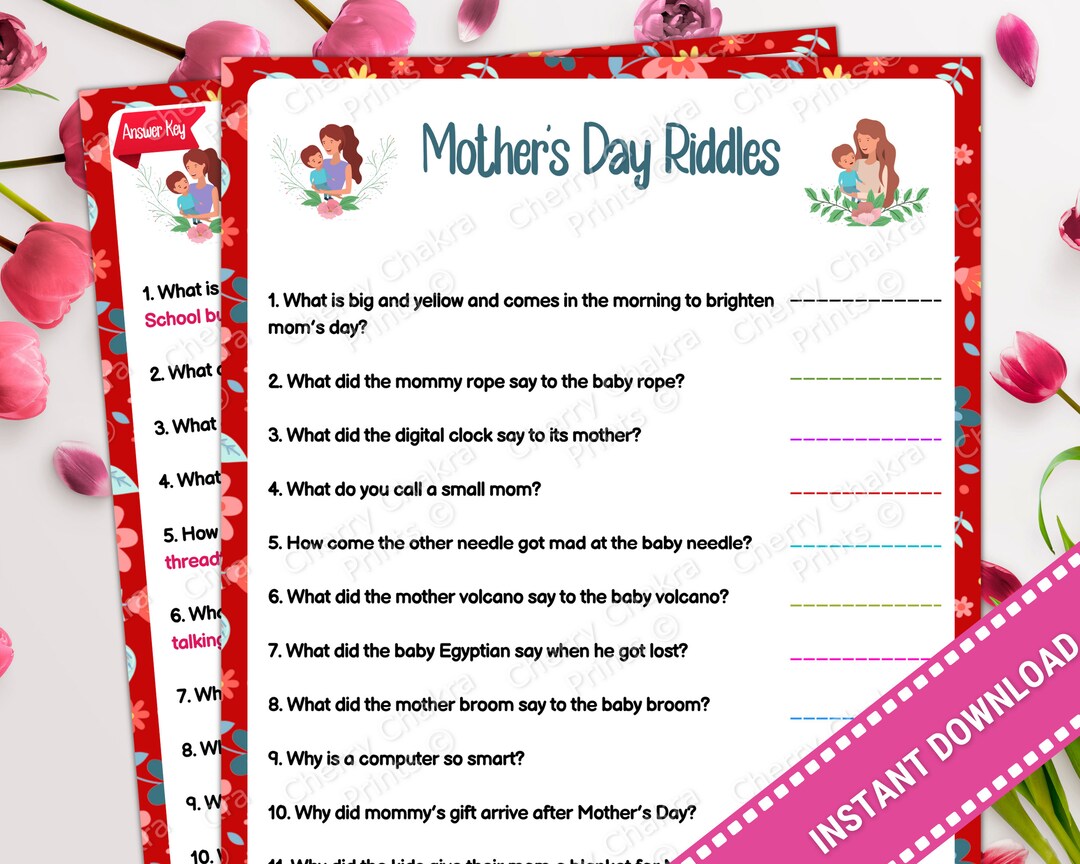 Mother's Day Riddles Fun Printable Mother's Day Game, Printable Mother ...