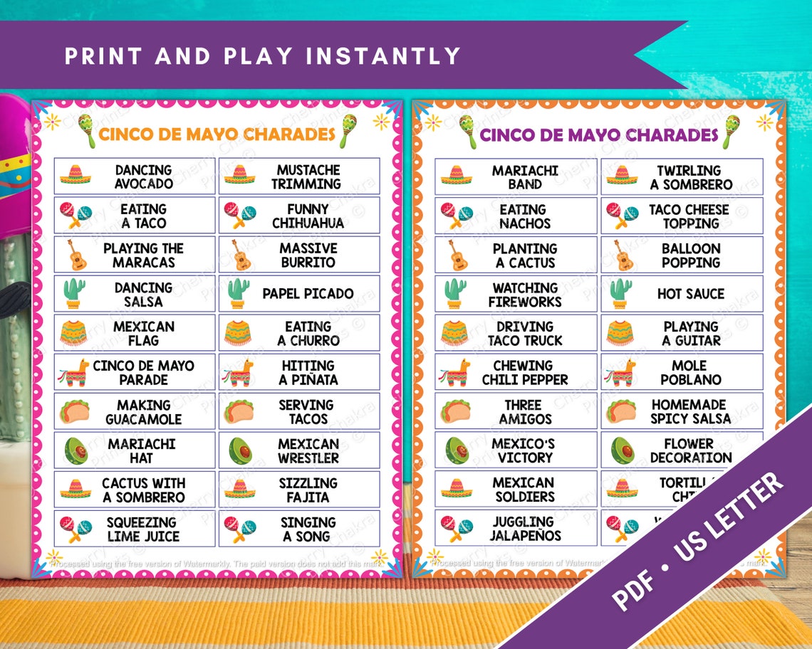 Cinco De Mayo Charades Game | Fun Cinco De Mayo Family Fiesta Party ...