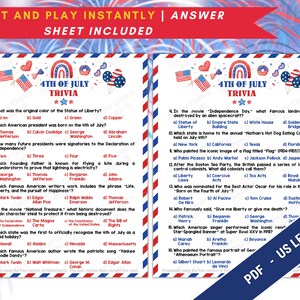 4th of July Patriotic Trivia Game, Printable Independence Day Fun Party ...
