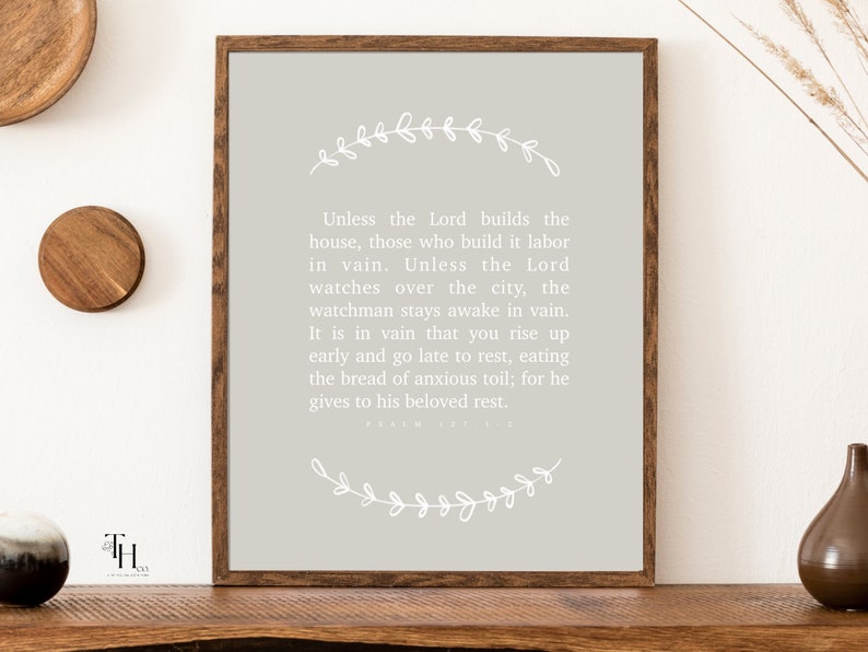 Psalm 127 Scripture Art | Christian Wall Decor Bible Wall Art Download ...
