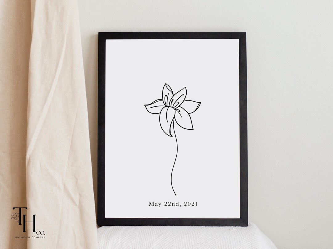 Lily May Birth Flower Print | May Minimalist Birth Flower Illustration ...