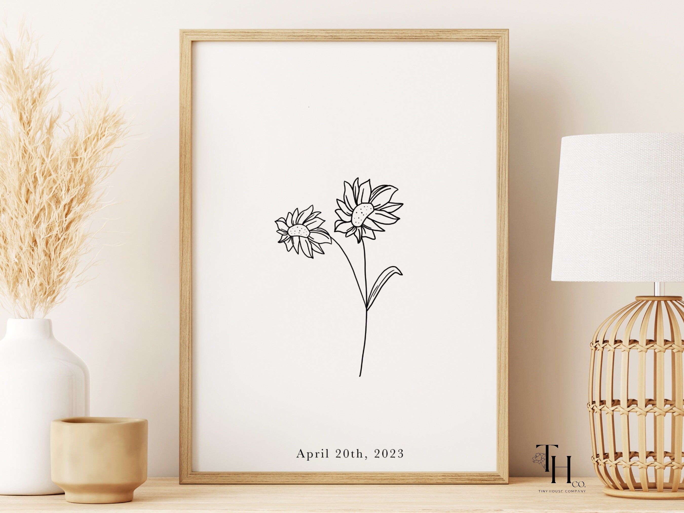 Daisy April Birth Flower Print | April Minimalist Birth Flower ...