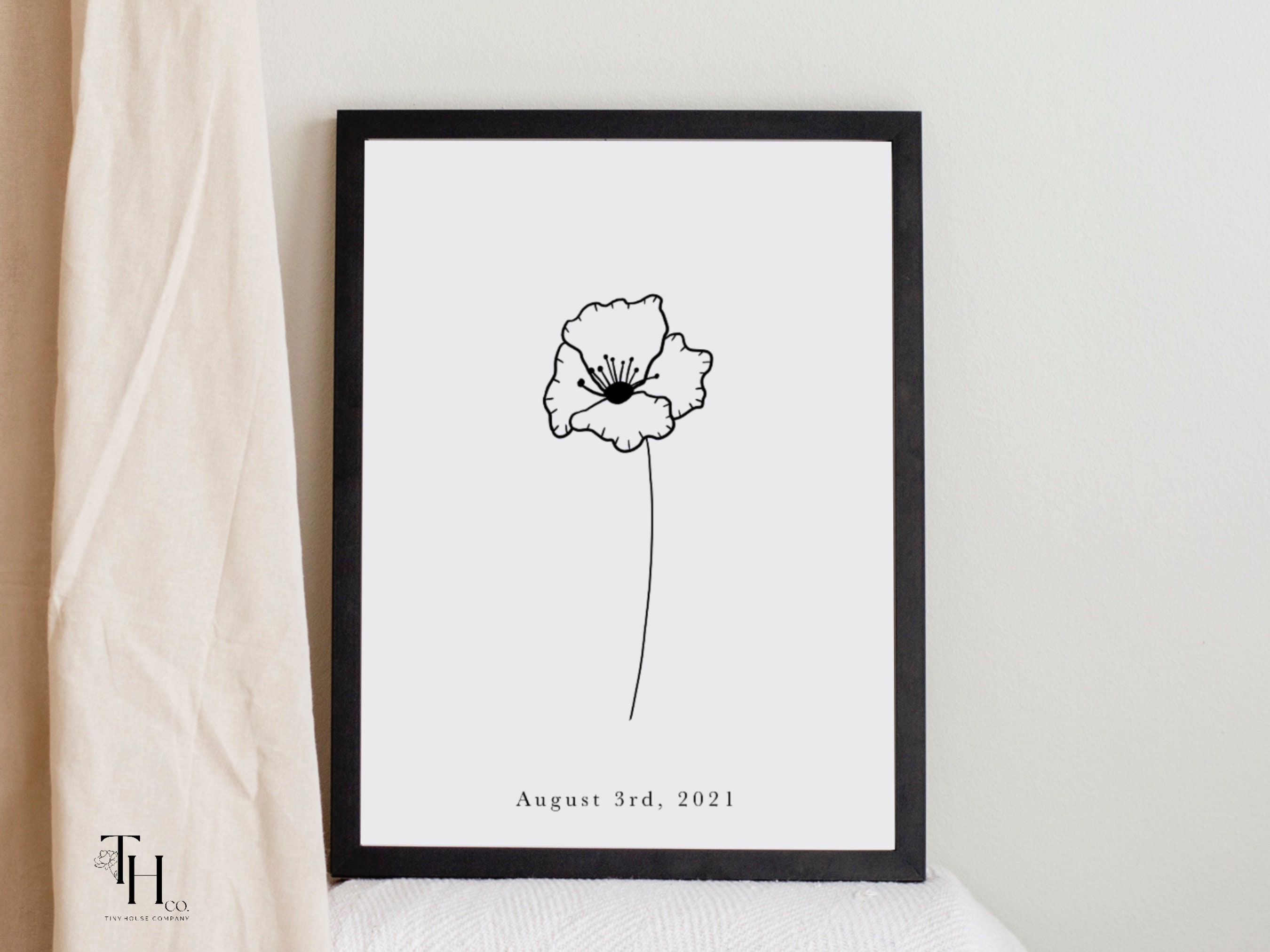 Poppy August Birth Flower Print | August Minimalist Birth Flower ...
