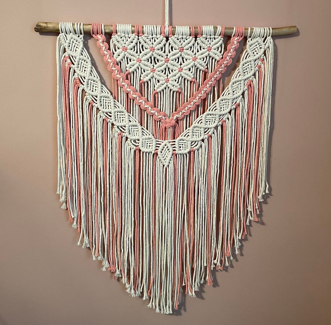 Macrame Wall Hanging / Macrame Flower Wall Hanging / Pink Macrame ...