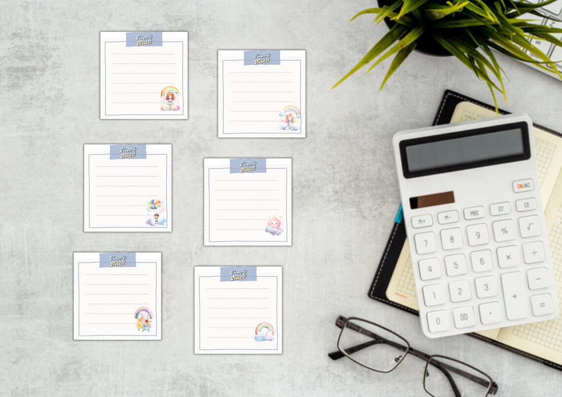 Multi Size Balloons & Clouds Design Notepad I 3.5x3.5 I 3.5x5 I A5 I A4 ...