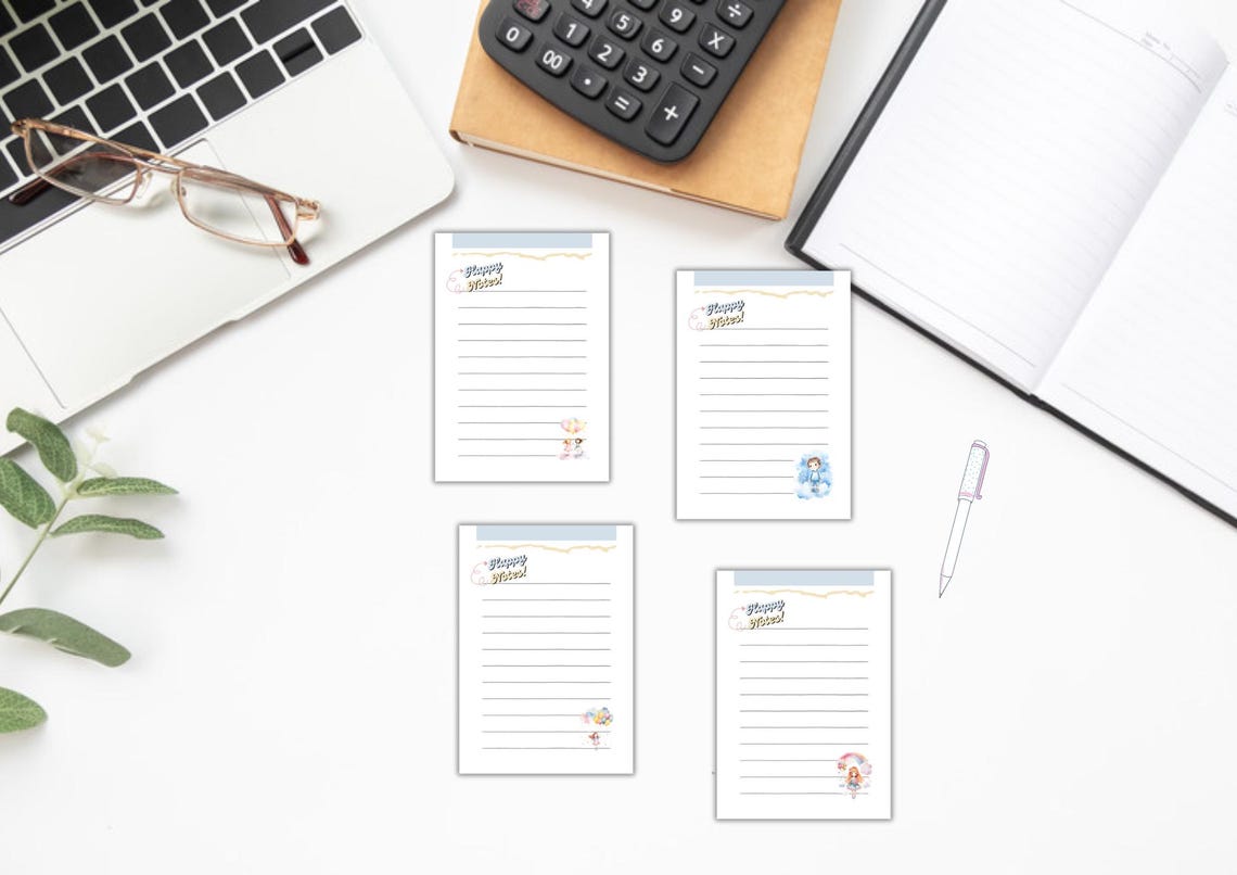 Multi Size Balloons & Clouds Design Notepad I 3.5x3.5 I 3.5x5 I A5 I A4 ...