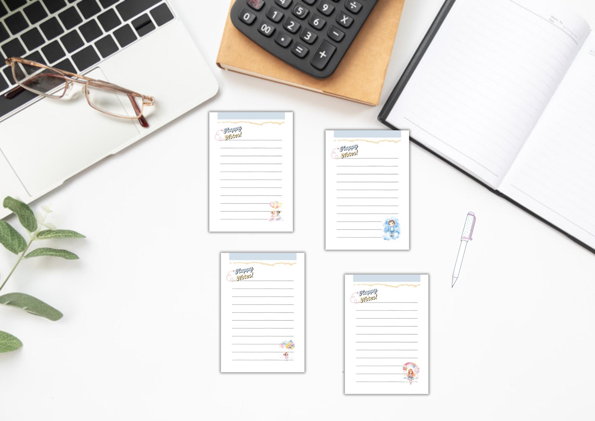 Multi Size Balloons & Clouds Design Notepad I 3.5x3.5 I 3.5x5 I A5 I A4 ...