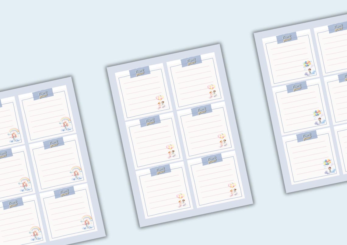 Multi Size Balloons & Clouds Design Notepad I 3.5x3.5 I 3.5x5 I A5 I A4 ...