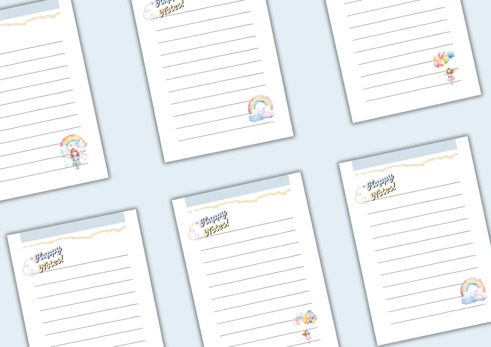 Multi Size Balloons & Clouds Design Notepad I 3.5x3.5 I 3.5x5 I A5 I A4 ...