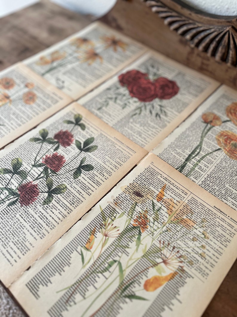 Flower Themed Dictionary Prints - Etsy