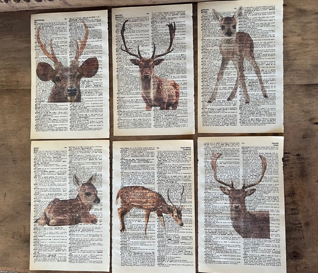 Deer Themed Dictionary Prints, Wall Gallery Prints, Book Page Wall Art ...