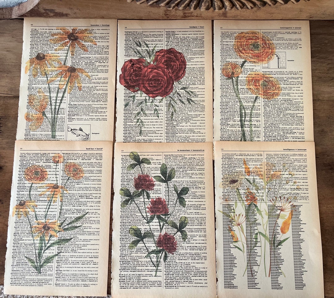 Flower Themed Dictionary Prints - Etsy