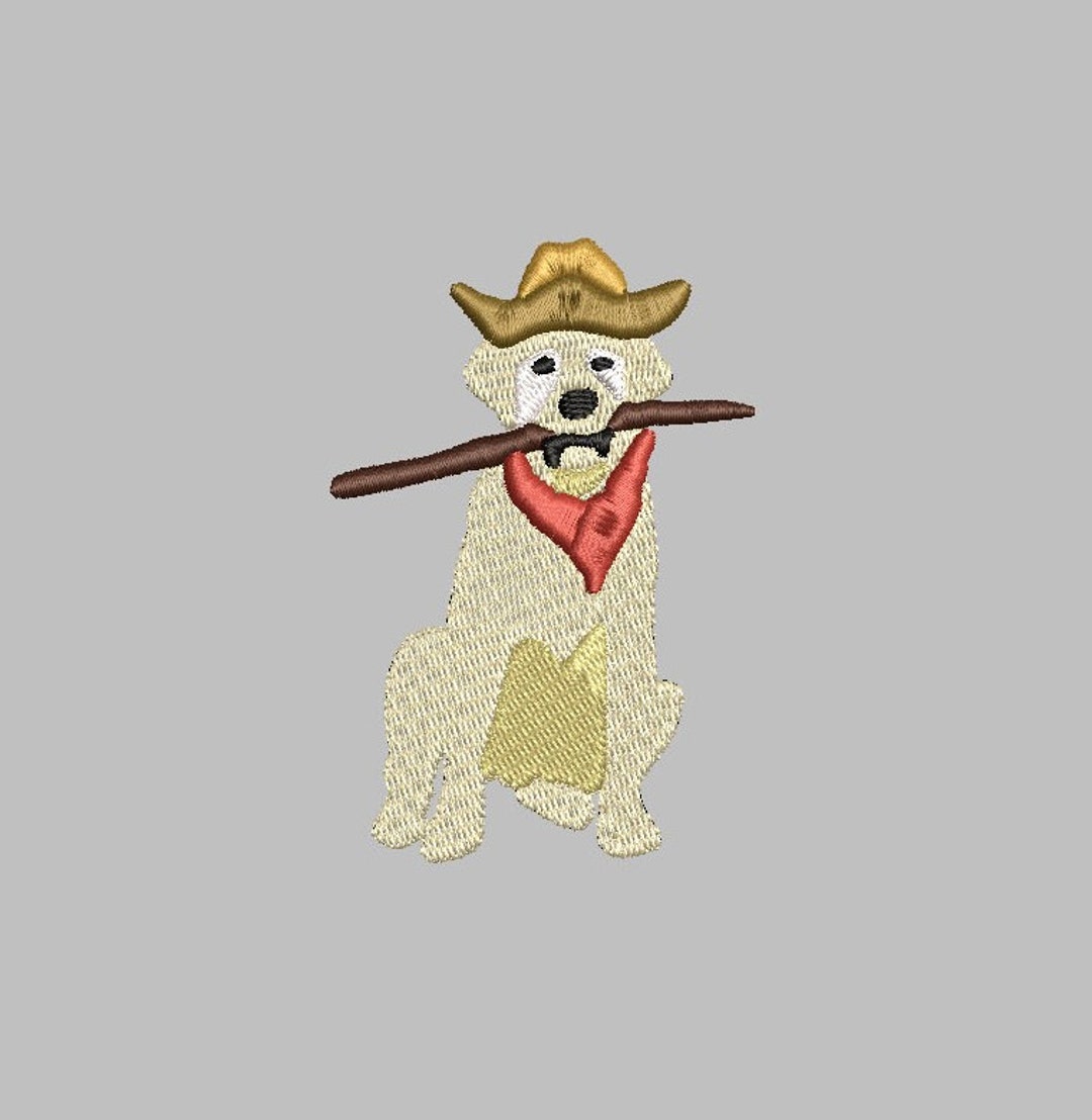Cowboy Lab With Hat Embroidery Design Files PES DST JEF 4x4 File Cute ...