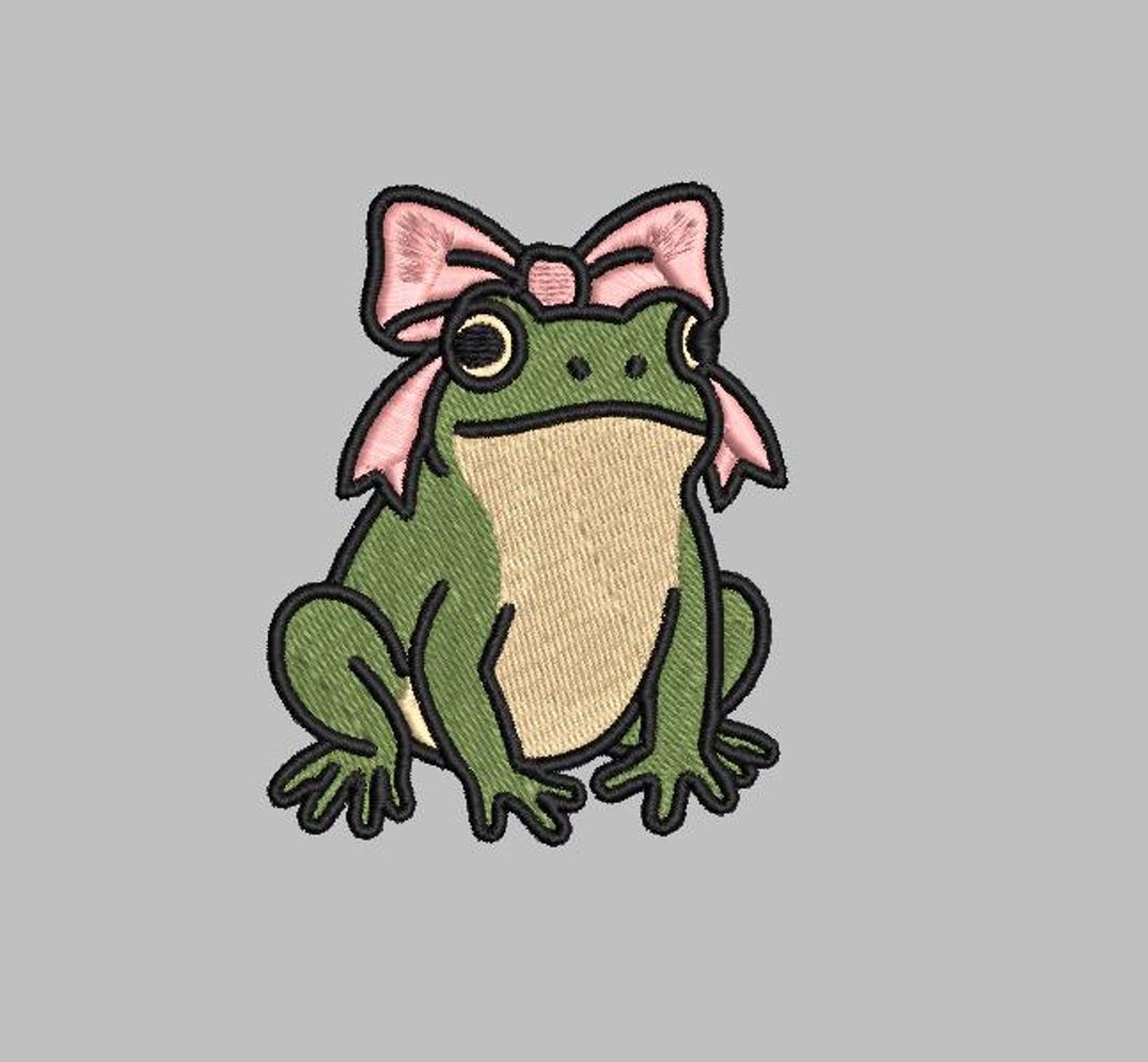 Frog With Bow Embroidery Design 4x4 Digital Machine Embroidery File PES ...