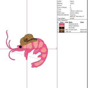 Shrimp Cowboy Hat Embroidery Design Files PES DST JEF 4x4 File ...