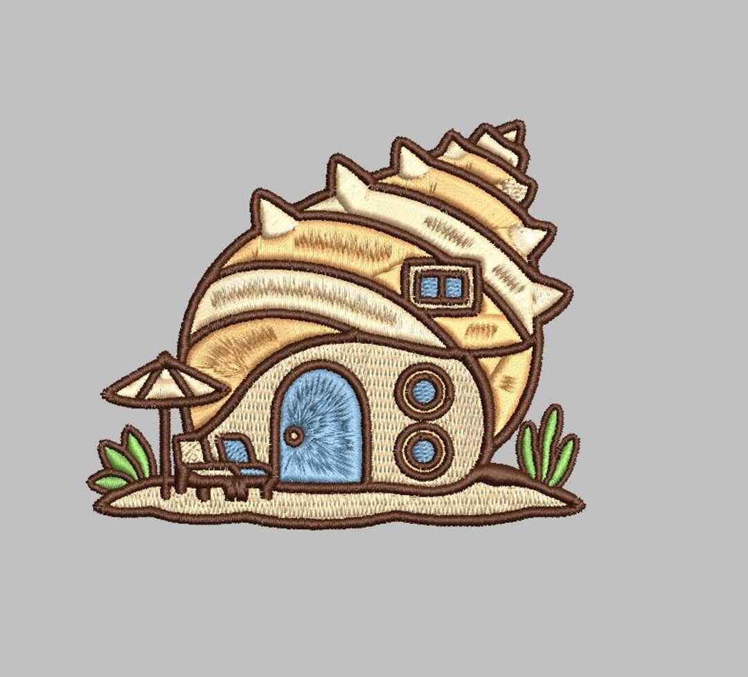 Sea Shell House Design 4x4 Simple Digital Machine Embroidery File PES ...