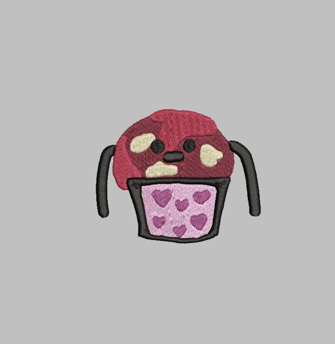 Red Velvet Muffin Embroidery Design Files PES DST JEF 4x4 File Kawaii ...